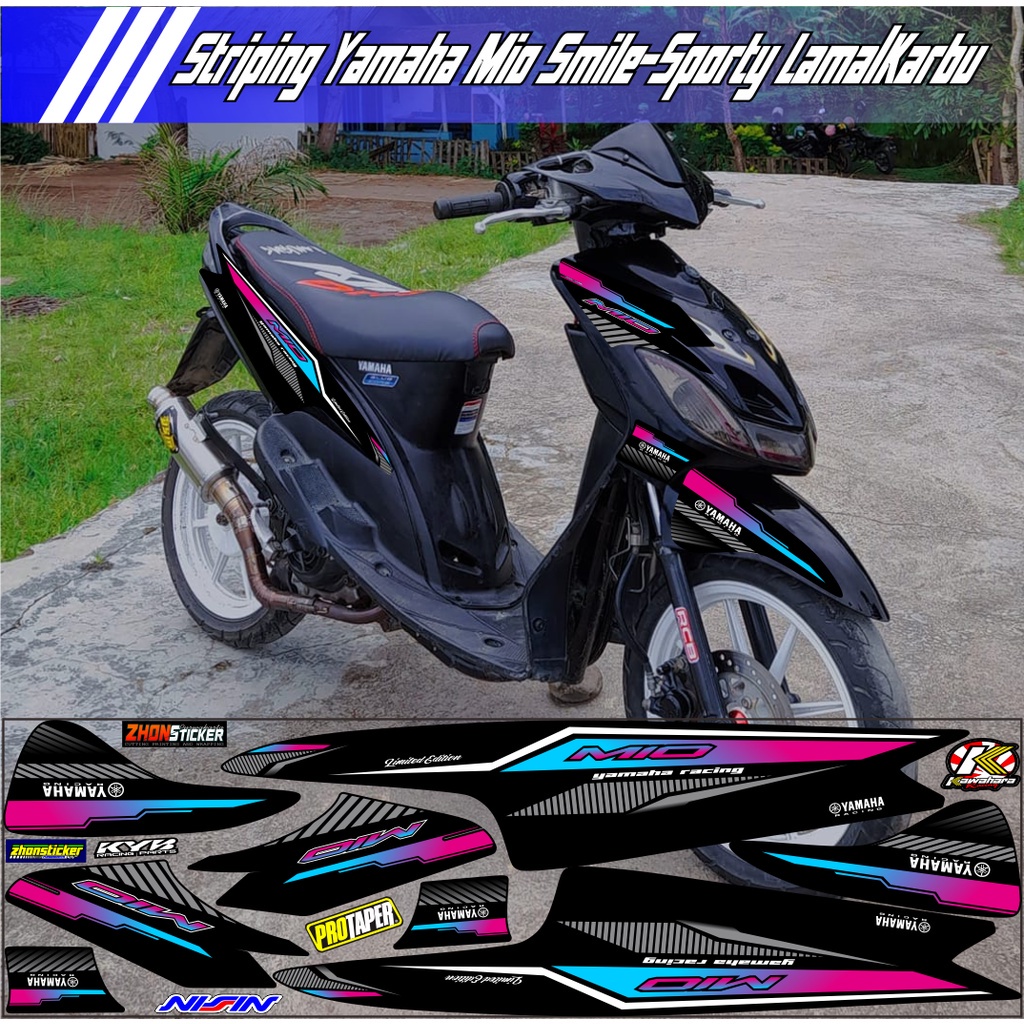 Jual sticker plat bodi yamaha mio karbu/old mio sporty-smile striping variasi yamaha racing list ...