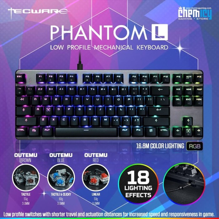 Jual Tecware Phantom L TKL RGB Low Profile Mechanical Gaming Keyboard ...