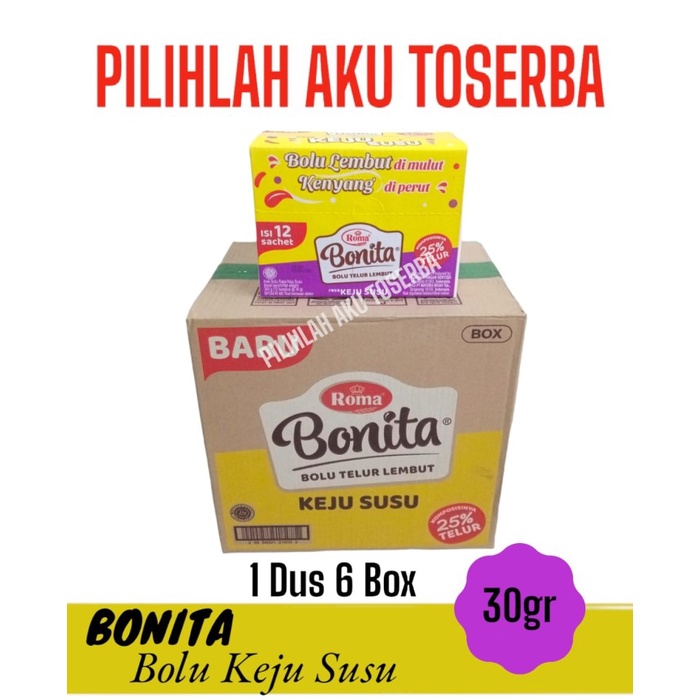 Jual Roma BONITA Bolu Lembut rasa KEJU SUSU - ( HARGA 1 DUS isi 6 box ...