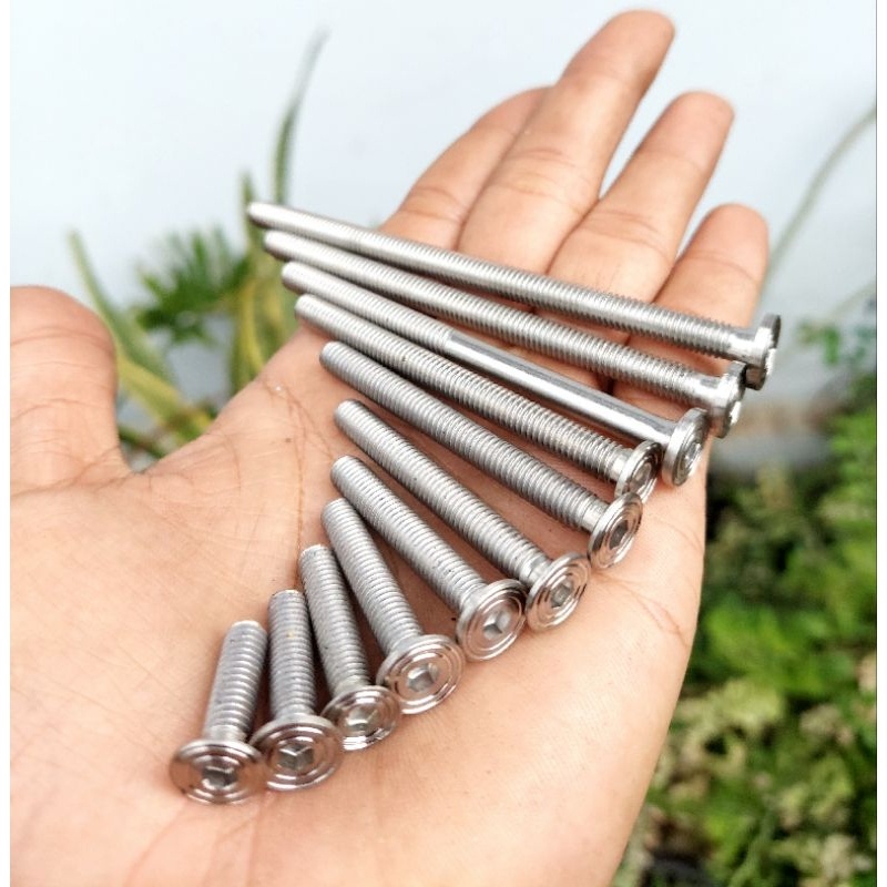 Jual Baut L stainless m6×1,25 drat 10 / mur 10 handmade model slim / ceper panjang 2cm - 10cm ...
