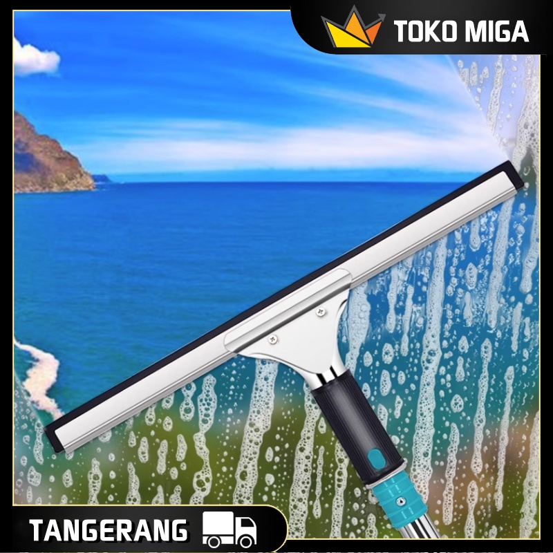 Jual 35/45cm Rubber Window Squeegee Kaca Wiper Stainless Steel Glass ...