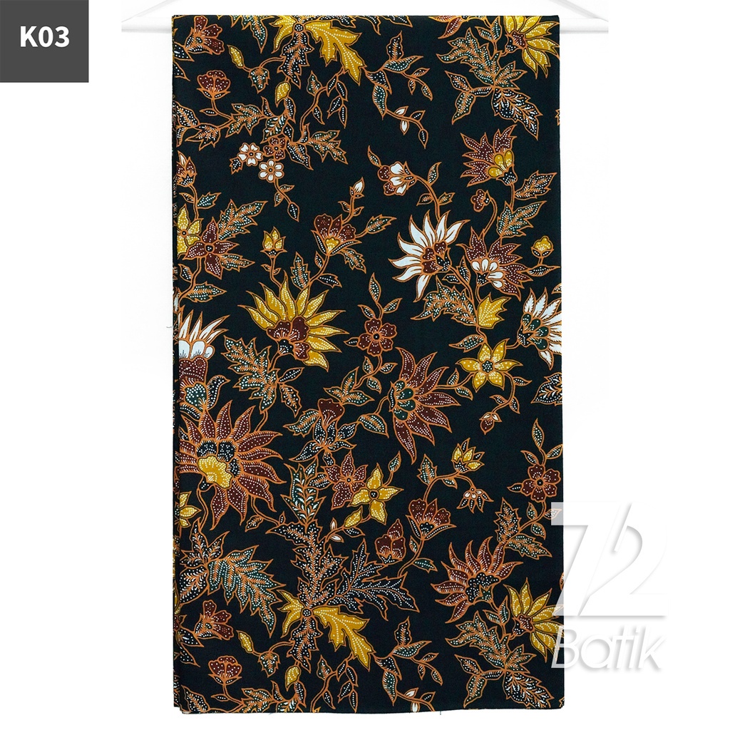 Jual KAIN BATIK PREMIUM Bahan Katun Motif Kembang Duri Hitam 722766 Cap ...