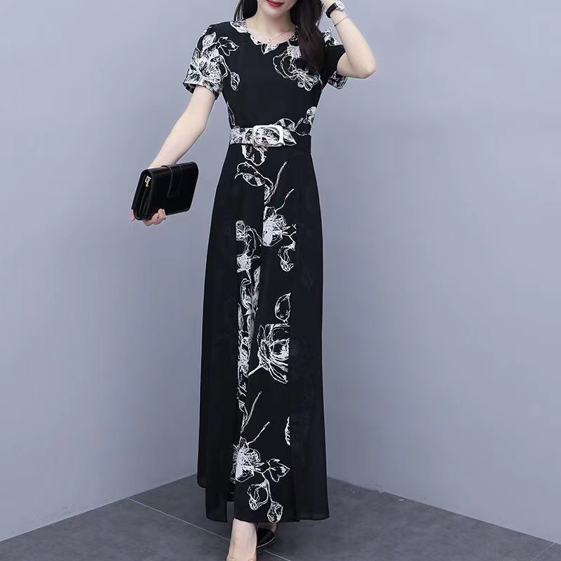 Jual FANMU 2023 Gaun sifon pendek Korea baru/cetak kasual terbuat dari ...