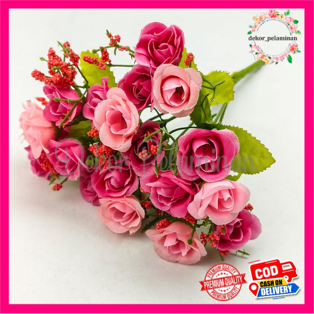 Jual COD 1PCS BUNGA ROSE MINI CLASSIC CABANG 7 ARTIFICIAL - MAWAR KECIL ...