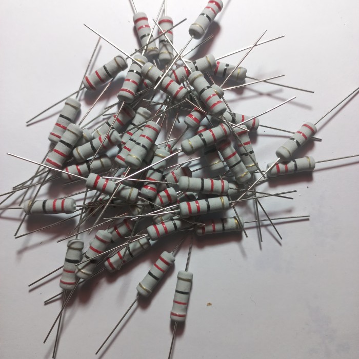Jual resistor R carbon film 22OHM 2W 22 OHM 22R 2watt 2 w watt WAT 2WAT ...