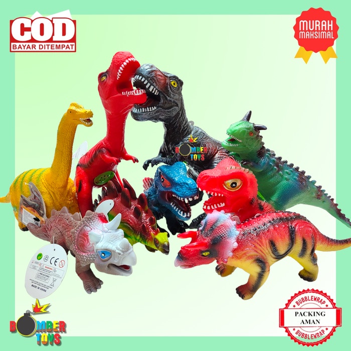 Jual Dinosaurus Karet Besar Jumbo Big Dino World Warna Cerah Suara ...