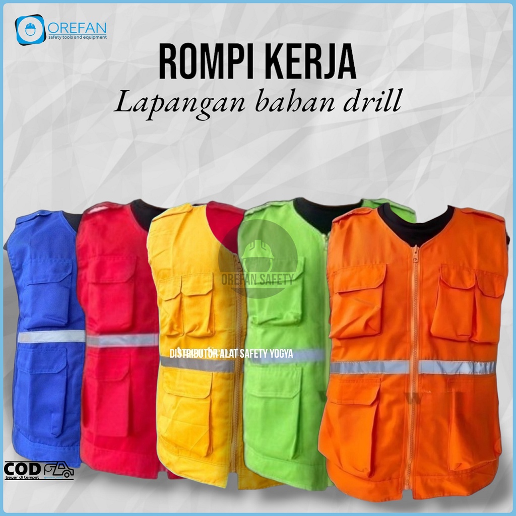 Jual rompi bahan Drill lapangan safety k3/Proyek/Lapangan Kerja 5 ...