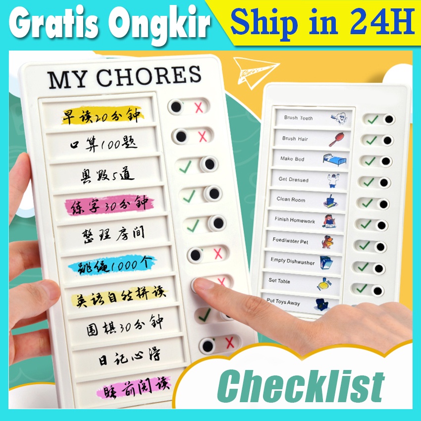 Jual Time table my chores, Papan checklist My Chores, Papan to do list ...