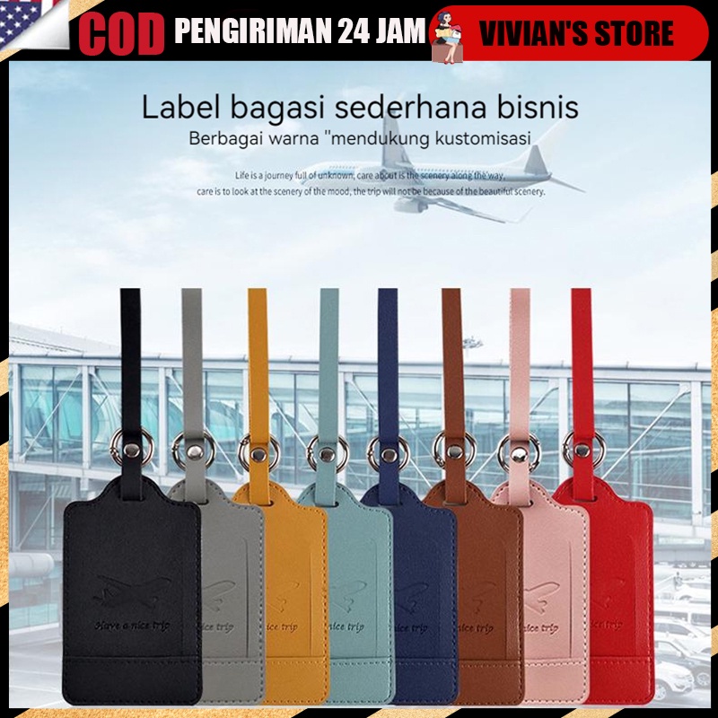 Jual Luggage Tag Bag, Label koper tas Portable PU Kulit Bagasi Tag ...