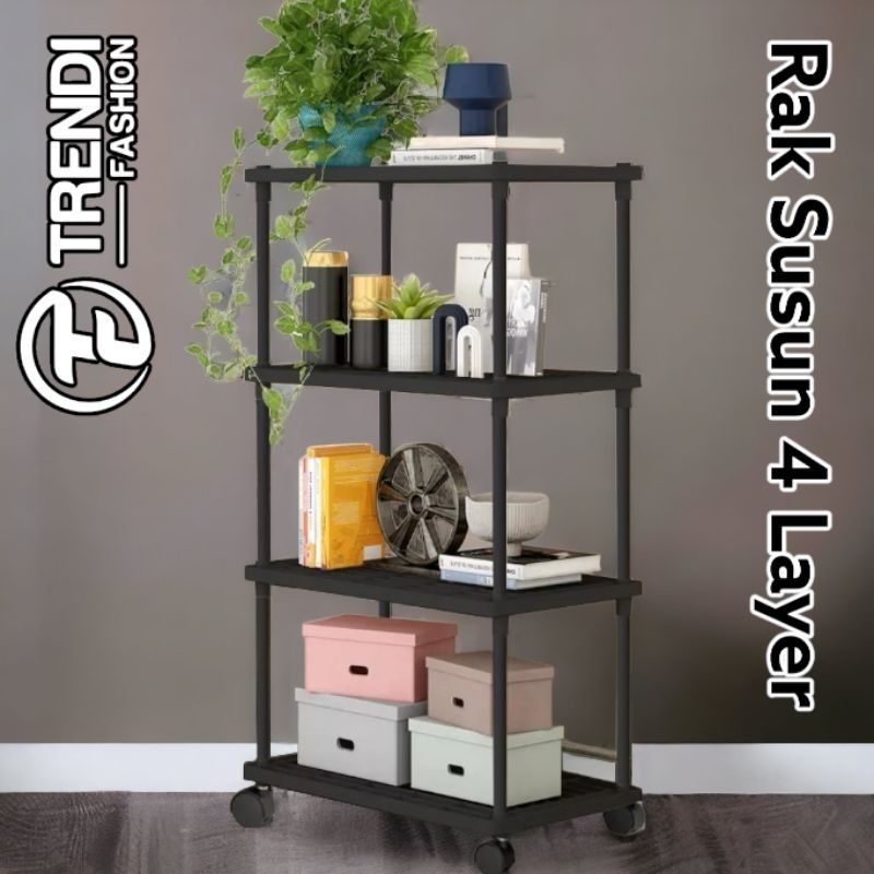 Jual Rak Susun Serbaguna 4 Layer - Rak Troli Dapur - Rak Plasti & Besi ...
