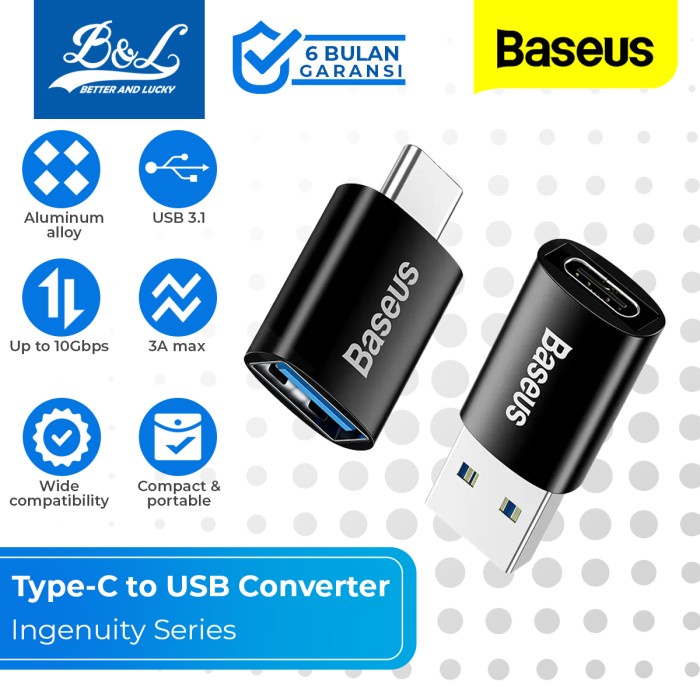 Jual BASEUS Ingenuity Series Mini OTG Adapter USB 3.1 to Type-C ...