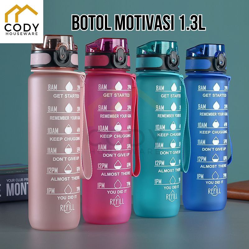 Jual Botol Motivasi 1.2 Liter Viral Bahan Tritan Free Stiker | Shopee ...