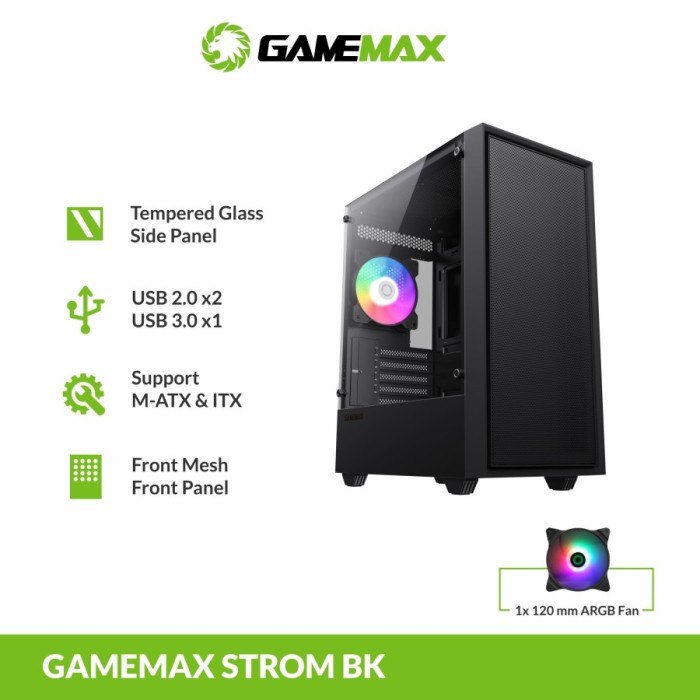 Jual Gamemax Casing Storm Black MATX PC Case | Shopee Indonesia