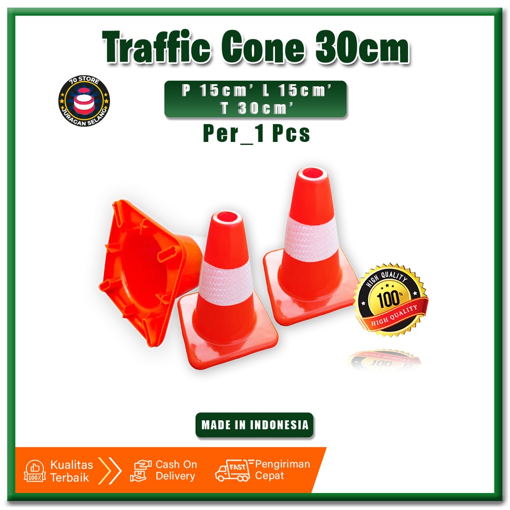 Jual SAFETY TRAFFIC CONE ORANGE KERUCUT LALU LINTAS MINI 30 CM PEMBATAS JALAN SAFETY RUBBER ...
