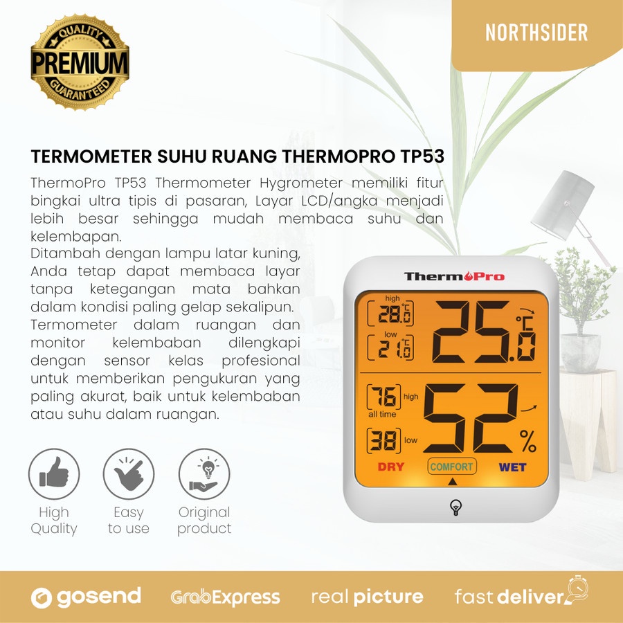 Jual Thermometer hygrometer humidity | termometer suhu ruang thermopro ...