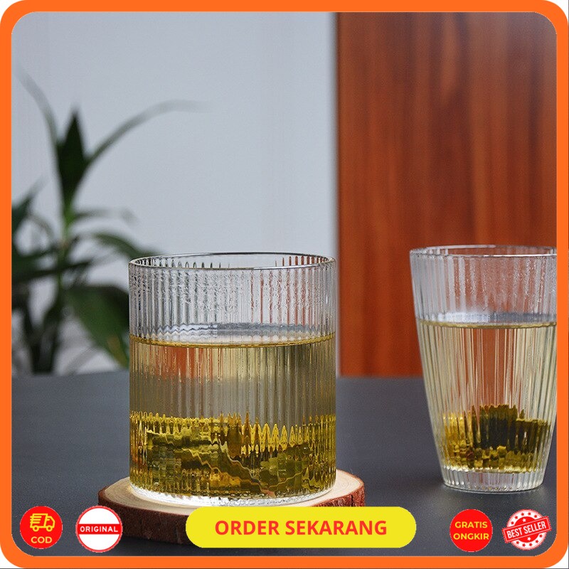 Jual Gelas Unik Kopi Teh Desain Garis Material Kaca Minuman Borosilicate Glass 300ml | Shopee ...