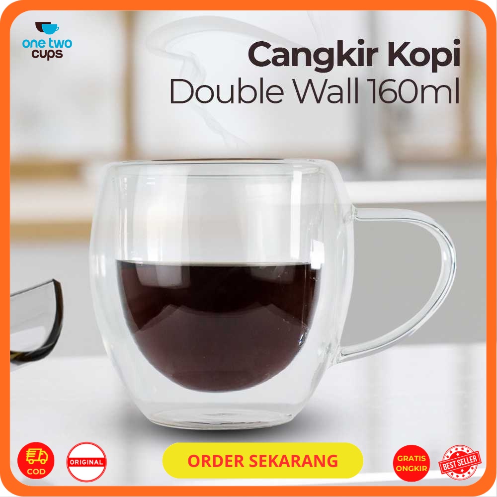 Jual Cangkir Gelas Kopi Anti Panas Kapasitas Besar Double Wall Glass ...