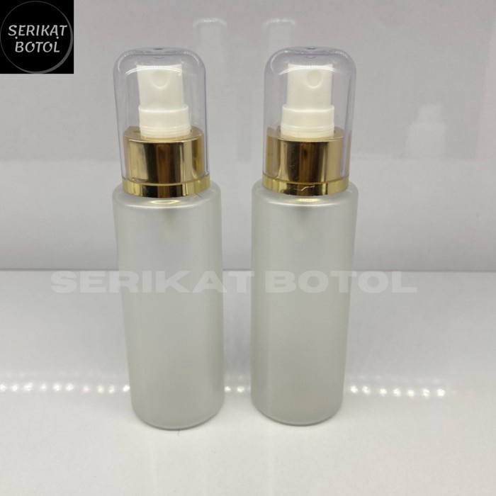 Jual BOTOL SPRAY RF 100 ML FROSTED CLEAR PET SPRAY GOLD 100 ML FULL CAP ...