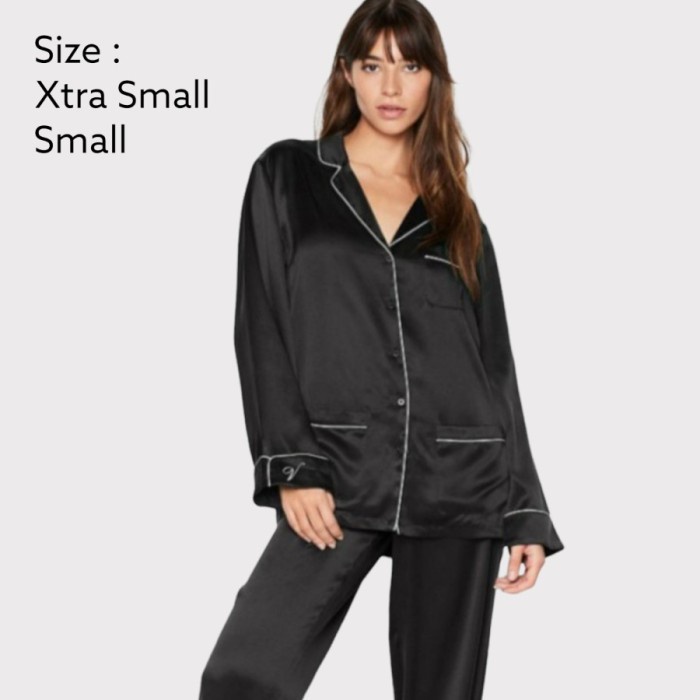 Jual Victoria's Secret Silk Long Pajamas Set Original - Black | Shopee ...