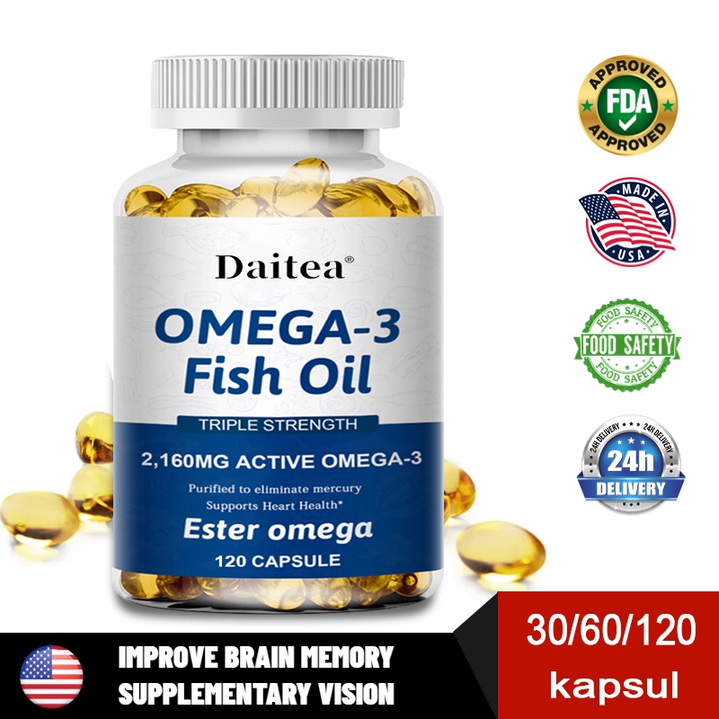 Jual 【EXP：11/2025 30/60 pcs】 Vitamin Omega 3 2160 mg Suplemen Fish Oil ...