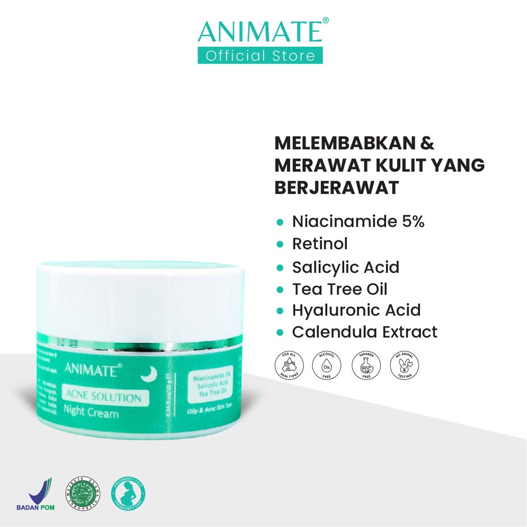 Jual ANIMATE Acne Solution Night Cream (10gr) | Shopee Indonesia