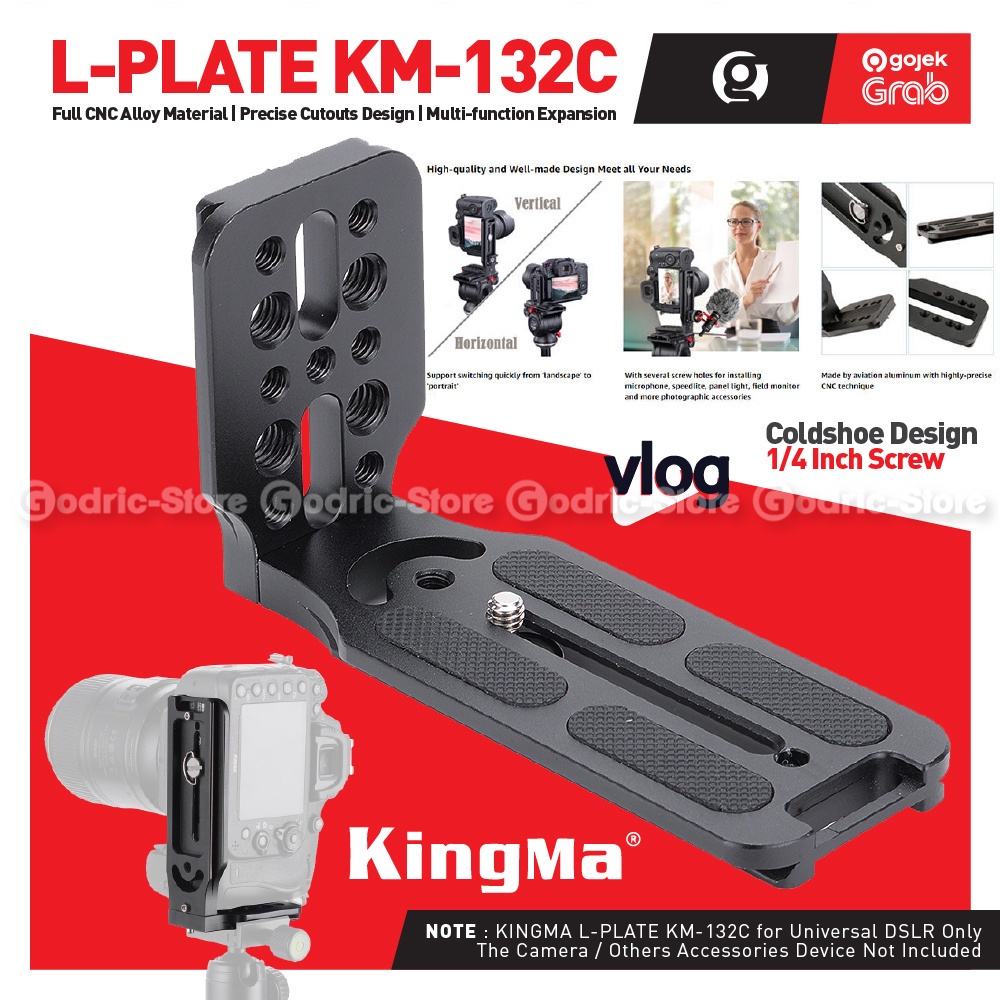 Jual KingMa KM-132C Aluminium Alloy L Plate Bracket for Universal DSLR ...