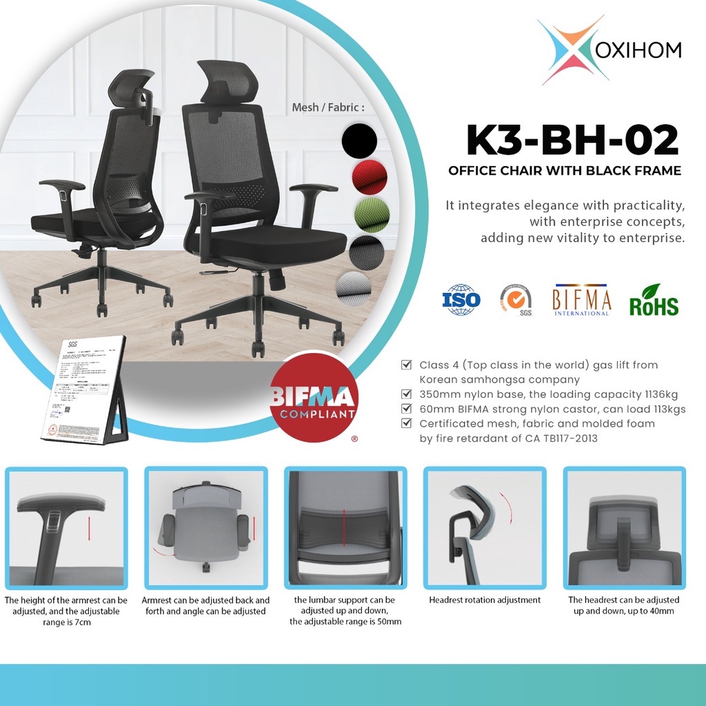 Jual Oxihom FK3 Kursi Kantor Kursi Gaming Belajar Jaring Hidrolik ...