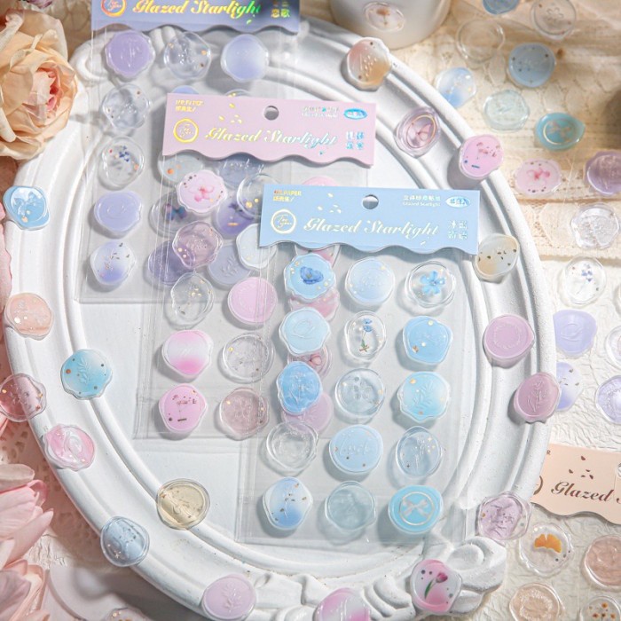 Jual 15 Pcs/ Pack Sticker Sealing Wax Glazed Starlight Gel Sticker ...