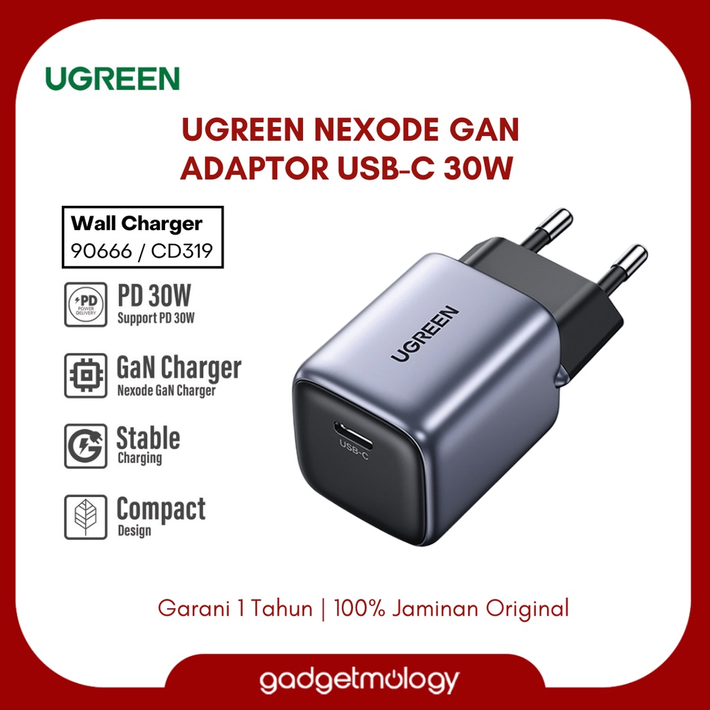 Jual UGREEN Adaptor Charger 30W Nexode Gan USB-C Super Fast Charging Kepala Wall Charger Mini ...