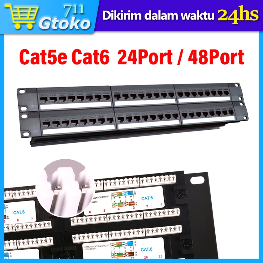 Jual Patch Panel Barrel 24 Port / 48 Port Cat 6 Cat-5e RJ45 1U 2U ...