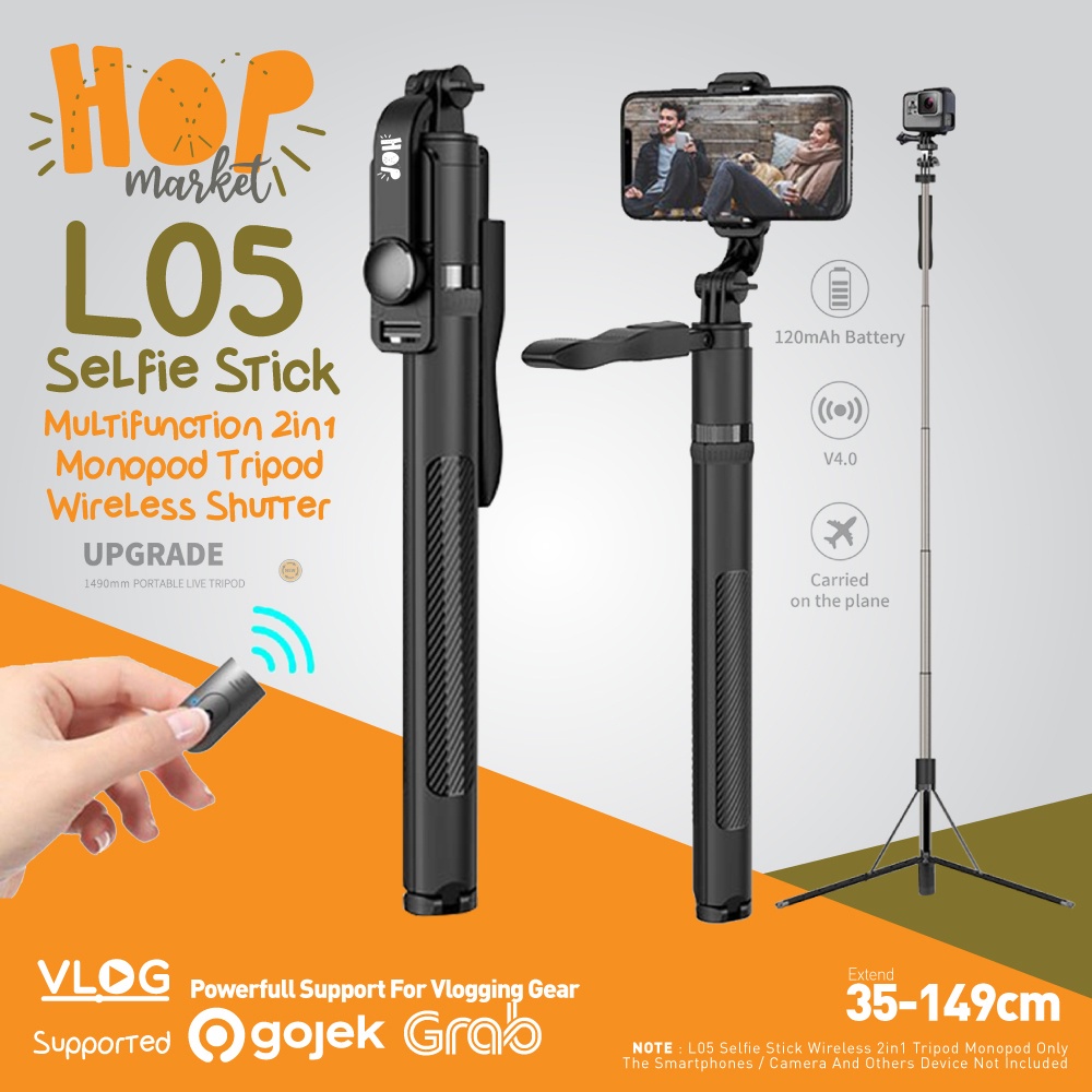 Jual Selfie Stick L05 Aluminium Tripod HP Tongsis Multifungsi Bluetooth ...