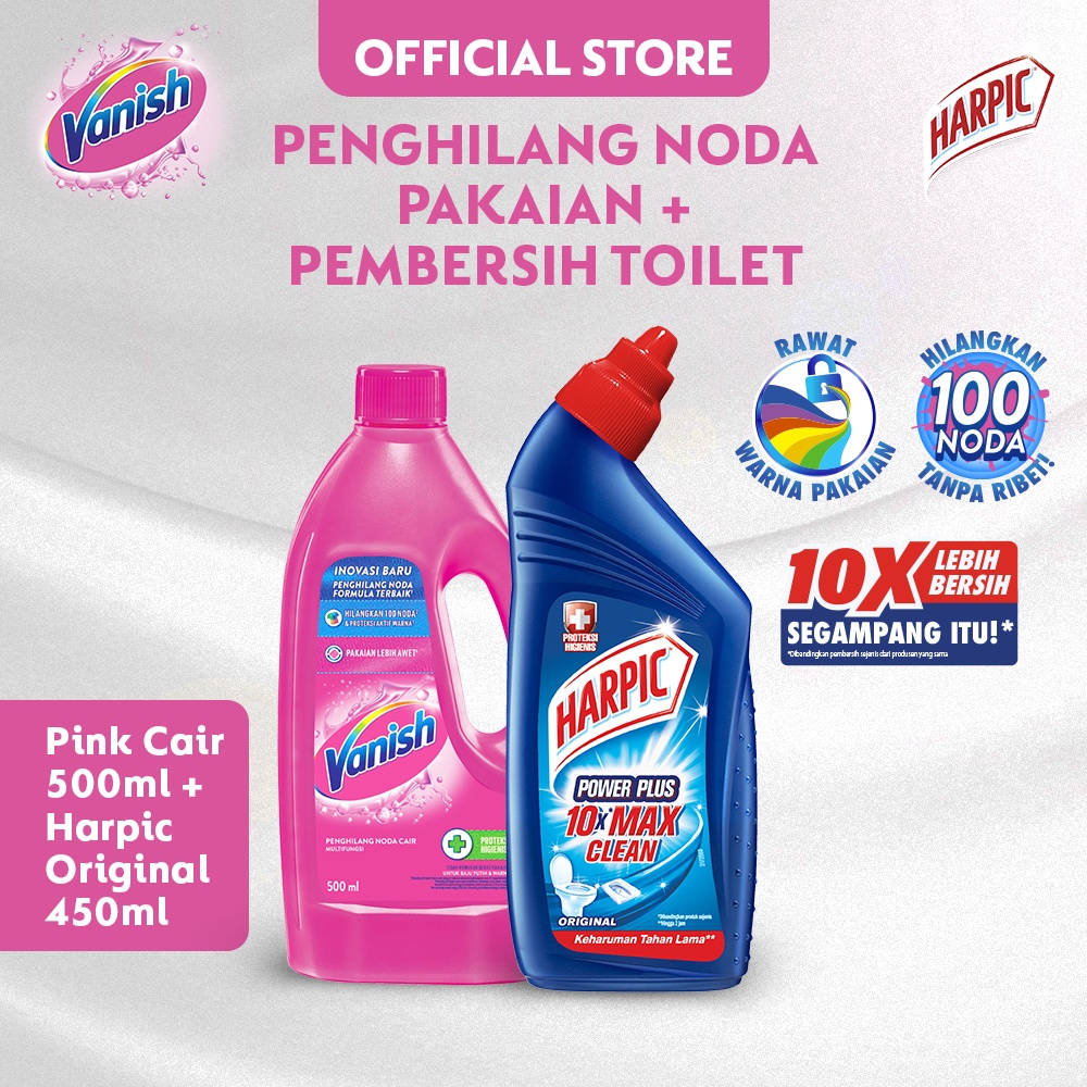 Jual [VALUE PACK] Vanish Pink Cair 500ml Bottle + Harpic Power Plus ...