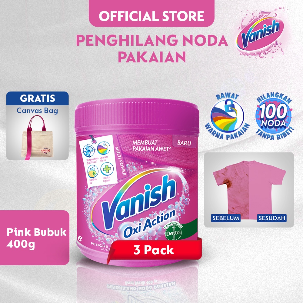 Jual Vanish Powder Tube 400g x3 GRATIS Canvas Bag | Shopee Indonesia