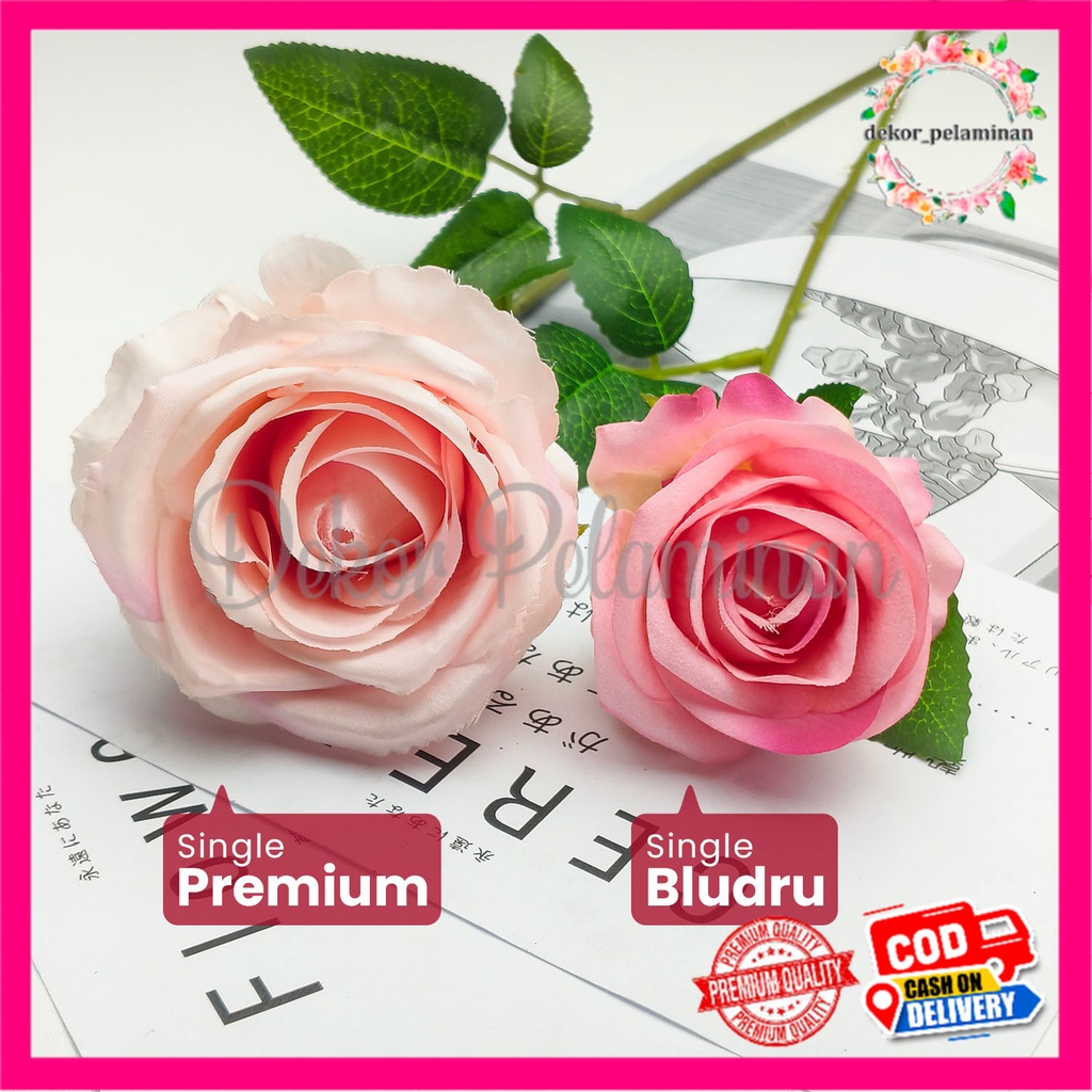 Jual Rose Bludru Bunga Mawar Panjang Tangkai 50cm Imitasi kain ...