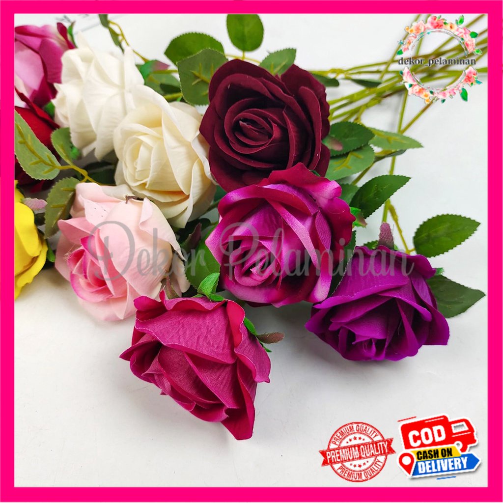 Jual Rose Bludru Bunga Mawar Panjang Tangkai 50cm Imitasi kain ...