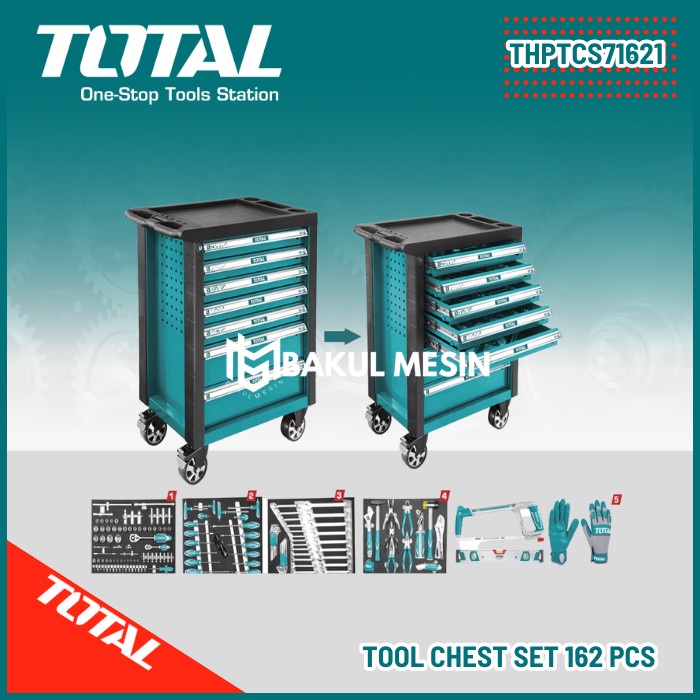 Jual Toolbox trolly kabinet 7 Drawer 162pcs SET Tool box TOTAL THPTCS71621 | Shopee Indonesia