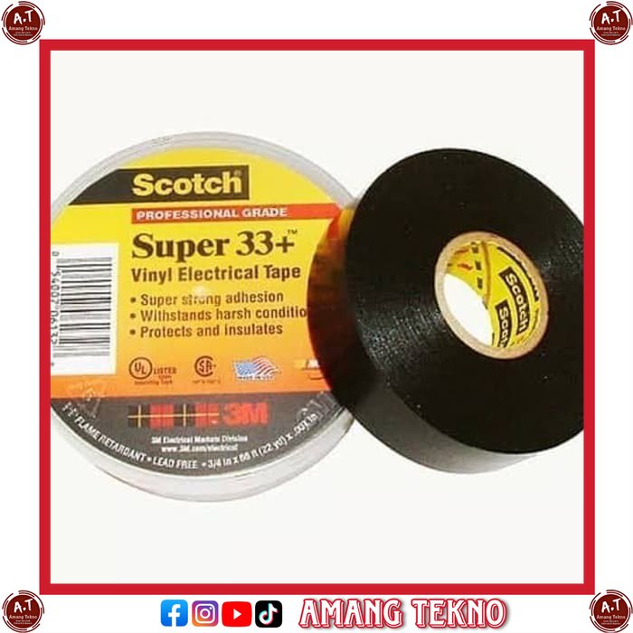 Jual 3M ISOLASI LISTRIK SCOTCH SUPER 33+ VINYL ELECTRICAL TAPE HITAM ...