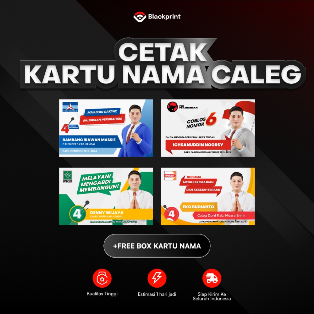 Jual Cetak Kartu Nama Caleg Murah 100 PCS + BOX - Free Template Desain tjwalet | Shopee Indonesia