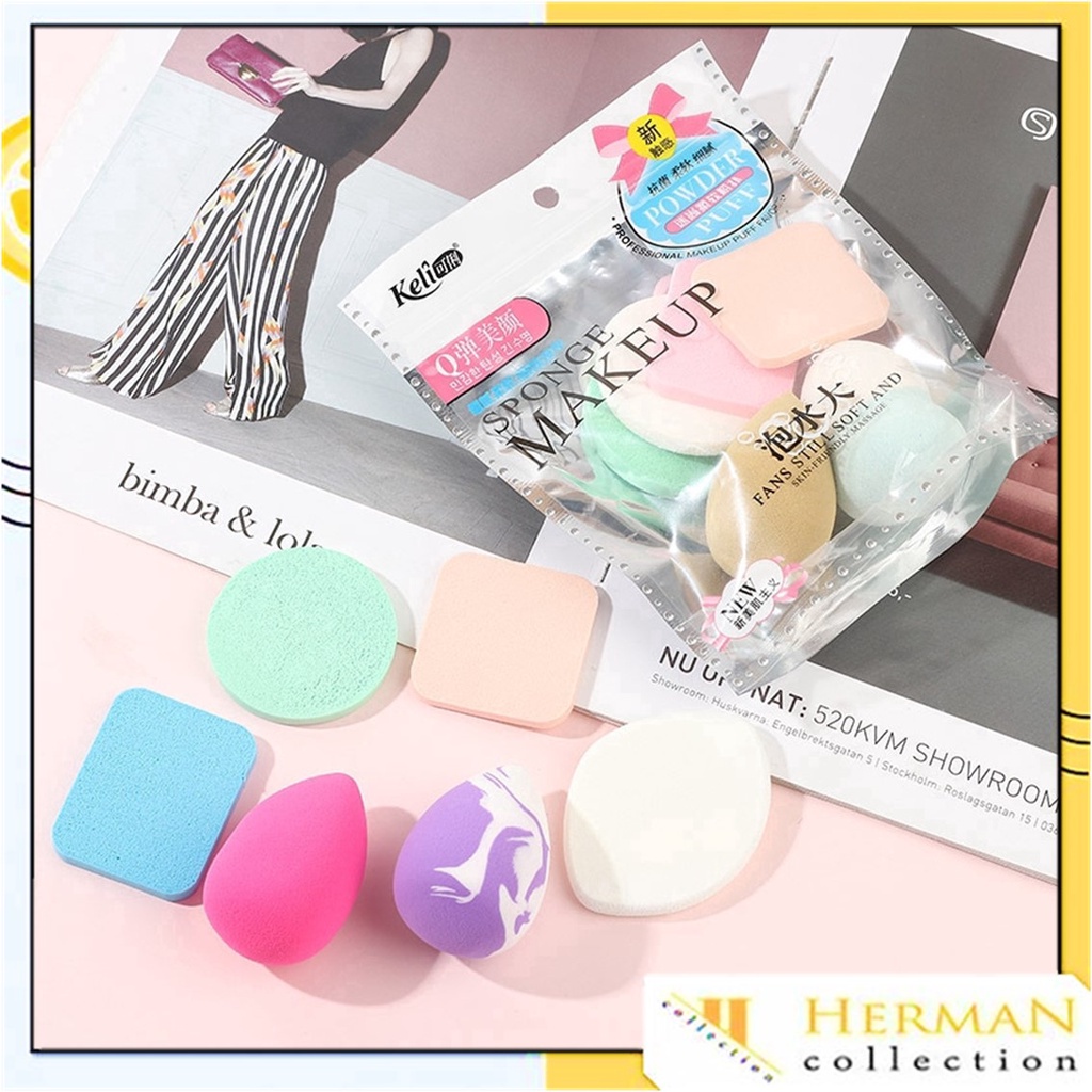 Jual Spons make up set 6 in 1 alker beauty blender sponge bedak isi 6 ...