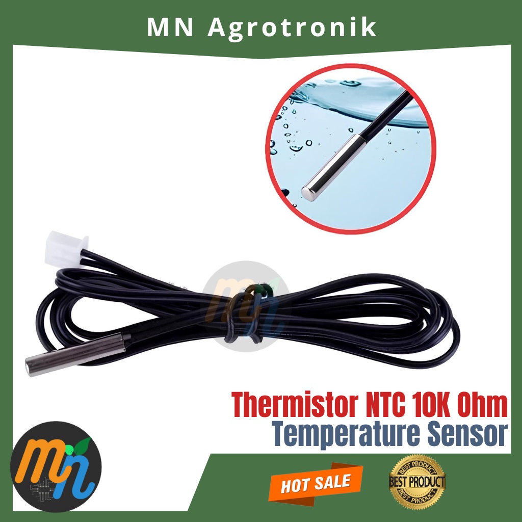 Jual THERMISTOR NTC 3950 10K 1M METER TEMPERATURE SENSOR SUHU PROBE | Shopee Indonesia