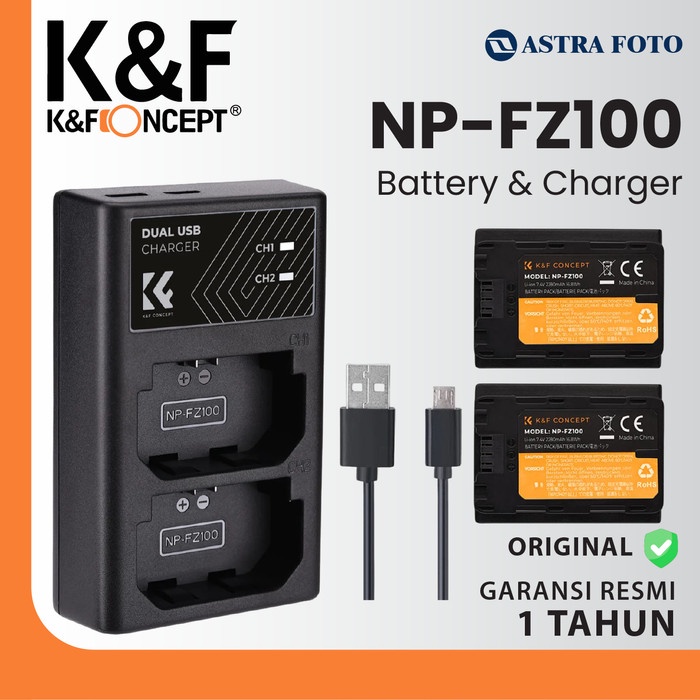 Jual KNF K&F Concept Battery Sony NP-FZ100 2PCS + Dual Slot Charger NPFZ100 - Battery Charger ...