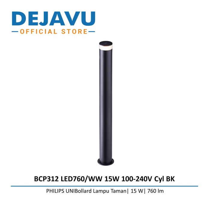 Jual Lampu Taman PHILIPS UNIBolllard BCP312 LED760/WW 15W 100-240V Cyl ...