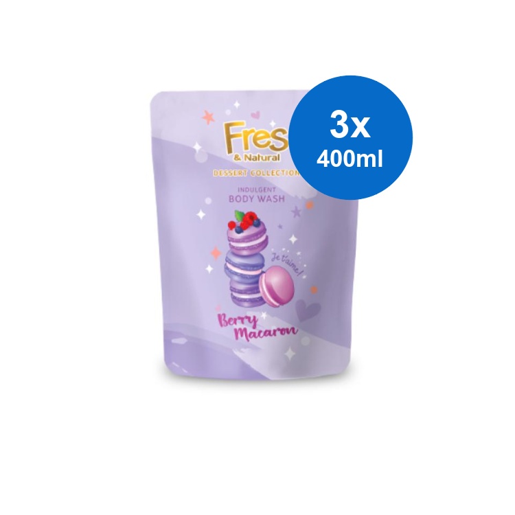 Jual Fres & Natural Sabun Mandi Berry Macaron 3 x 400 mL | Shopee Indonesia