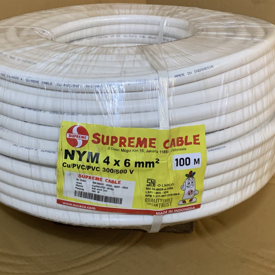 Jual Kabel Kawat / NYM Supreme 4x6 4 X 6 warna Putih @100 meter ...