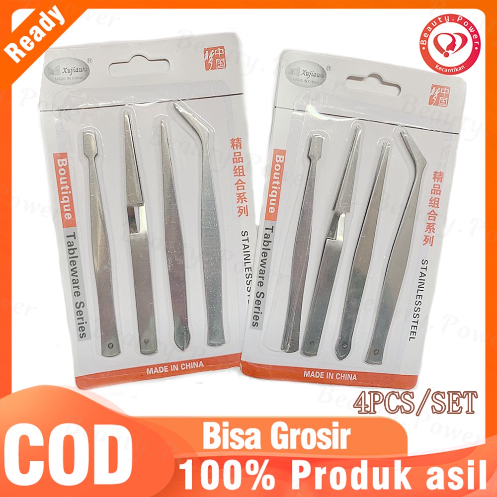 Jual 4 in 1 pinset tweezer stainless steel serbaguna | Shopee Indonesia