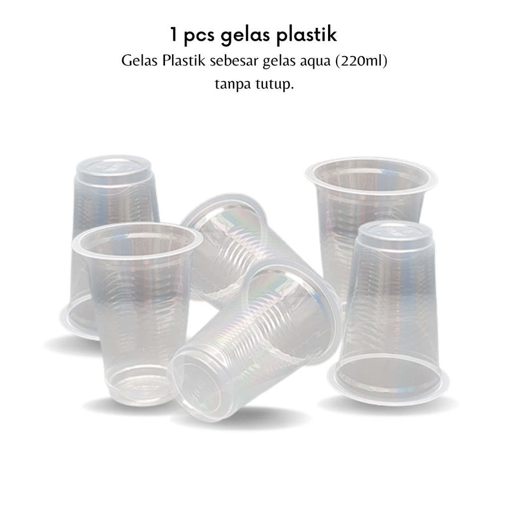 Jual IMP -C406- 1 PCS Gelas Plastik Aqua 220ml - Gelas Plastik Bening Satuan - Gelas Kopi 220ml ...