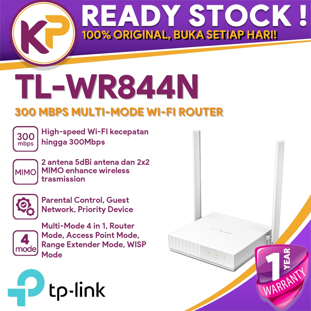 Jual TP-LINK TL-WR844N 300 MBPS MULTI-MODE WI-FI ROUTER GARANSI RESMI ...