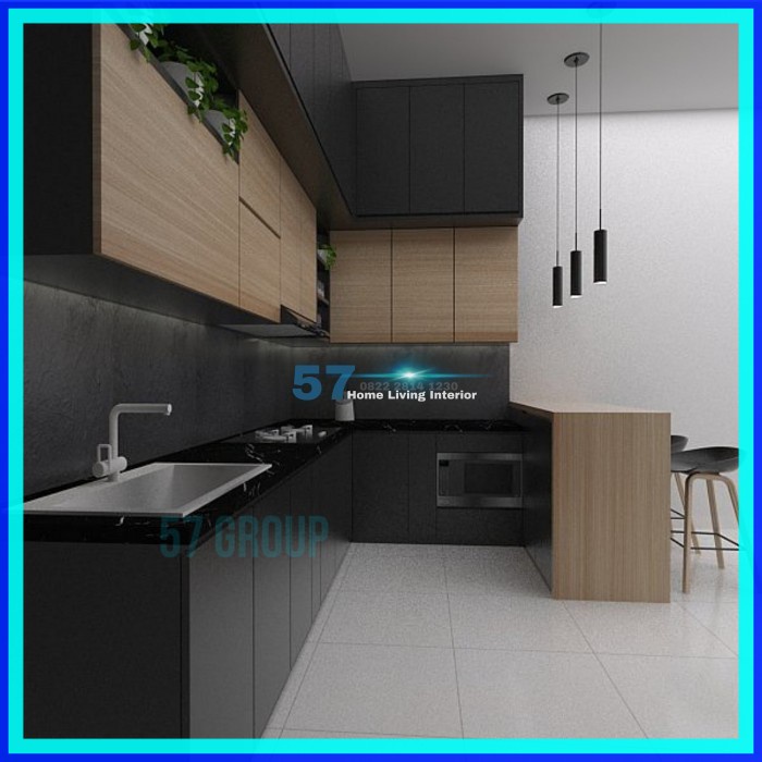 Jual Lemari Kitchen Set Minimalis Bahan Multiplek HPL Free Desain Ter ...
