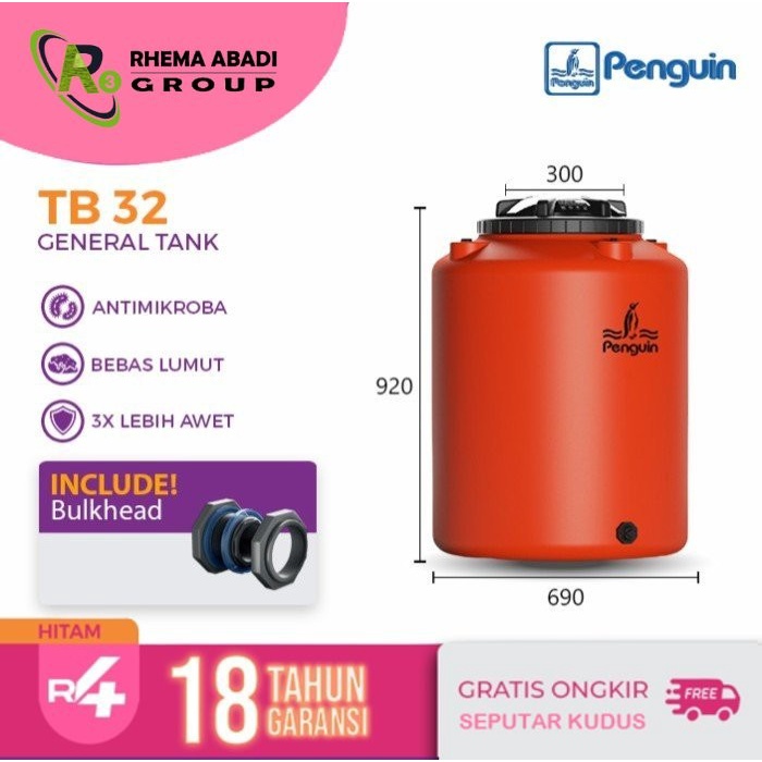 Jual RIZKI ABADI - Tangki Air Penguin 300 L, Tandon Air Penguin TB 32 Toren Air | Shopee Indonesia