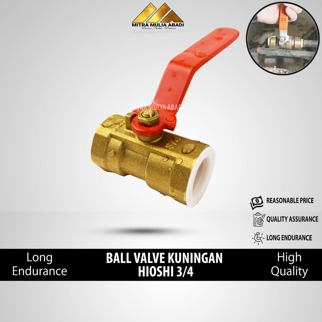 Jual BALL VALVE KUNINGAN HIOSHI 3/4 / STOP KRAN KUNINGAN | Shopee Indonesia